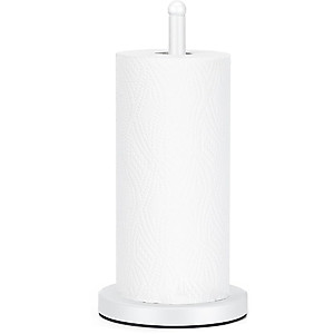 E-ROOM TREND Paper Towel Holder 1.8 LBS Heavy Weighted Base Sturdy Metal Paper Towel Dispenser Kitchen Steady Bathroom Towel Roll Stand Organizer Paper Roll Holder for Countertop Matte White(A075)