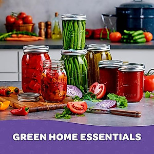 SEWANTA Wide Mouth Mason Jars 16 oz With mason jar lids and Bands, mason jars 16 oz - For Canning, Fermenting, Pickling - Jar Décor - Microwave/Freeze/Dishwasher Safe. (22)