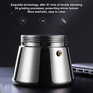 Moka Pot, Stainless Steel Coffee Maker with Crystal Glass Lid, Classic Stovetop Espresso Maker for Classic Italian Coffee, Express Moka Pot for Cuban Cafe Brewing, Quick Cleanup