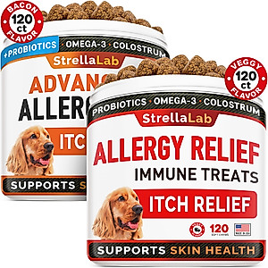 Advanced Allergy + Allergy Relief + Probiotics Dogs Bundle - Itchy Skin Treatment - Omega3&Pumpkin - Dog Itch Relief + Anti Itch Support Supplement, Dogs Itching& Licking Treats - 240Ct - Made in USA