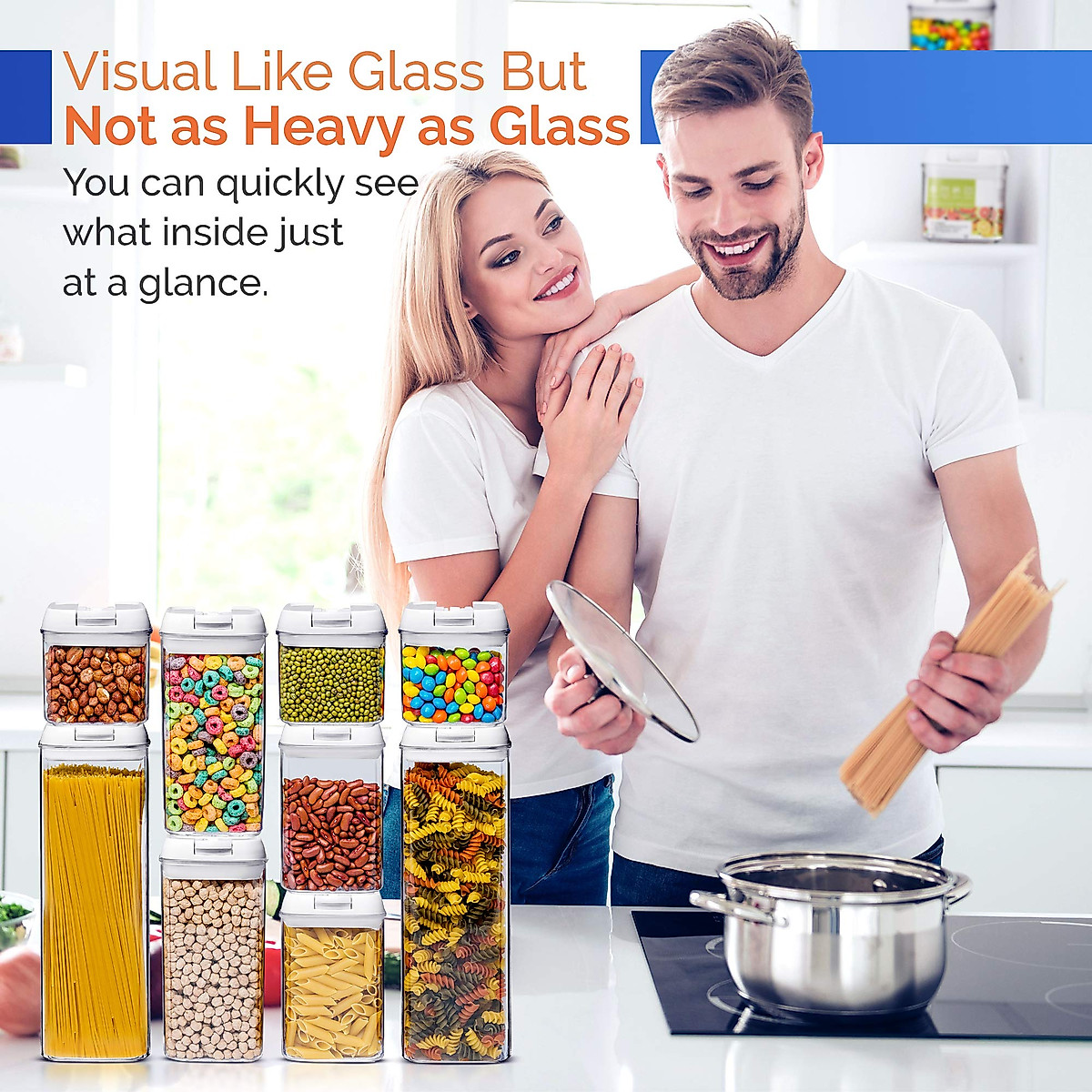 Airtight Food Storage Container Sets, Pantry Organization, Kitchen Organization, Pantry Containers, Larger Sizes with Interchangeable Lids,Premium Quality with Leak Proof Design -BPA FREE(9-Piece Set)