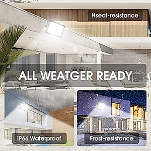 YANYCN 3 Pack 100W Led Flood Lights Outdoor,Super Bright 11600LM Security Lights with Plug,Exterior IP66 Waterproof 5000K Daylight White FloodLight for Basketball Court, Yard, Garden, Playground