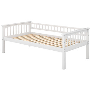 Harper & Bright Convertible Wood Twin-Over-Twin Bunk Bed with Storage Drawers and Ladder - Can Be Divided Into Two Daybeds (White)