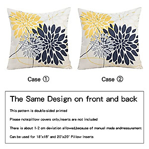 Pyonic Outdoor Throw Pillow Covers 18x18 Waterproof Pillow Covers Geometric Flower Pillow Case Farmhouse Summer Square Cushion Cover for Patio,Garden,Balcony,Set of 2 (Yellow, 18 x 18-Inch)