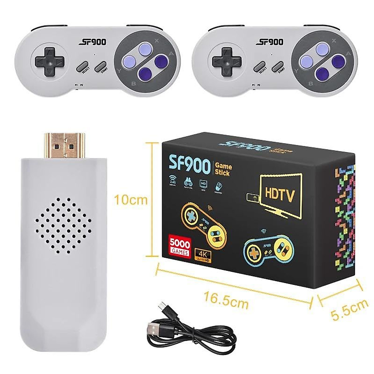 Classic Mini Retro Game Console Built in 5000 Classic Video Games,Dual 2.4G Wireless Controllers and HDMI HD Output,Mini Host with TF Expansion,Ideal Gift for Kids and Adult