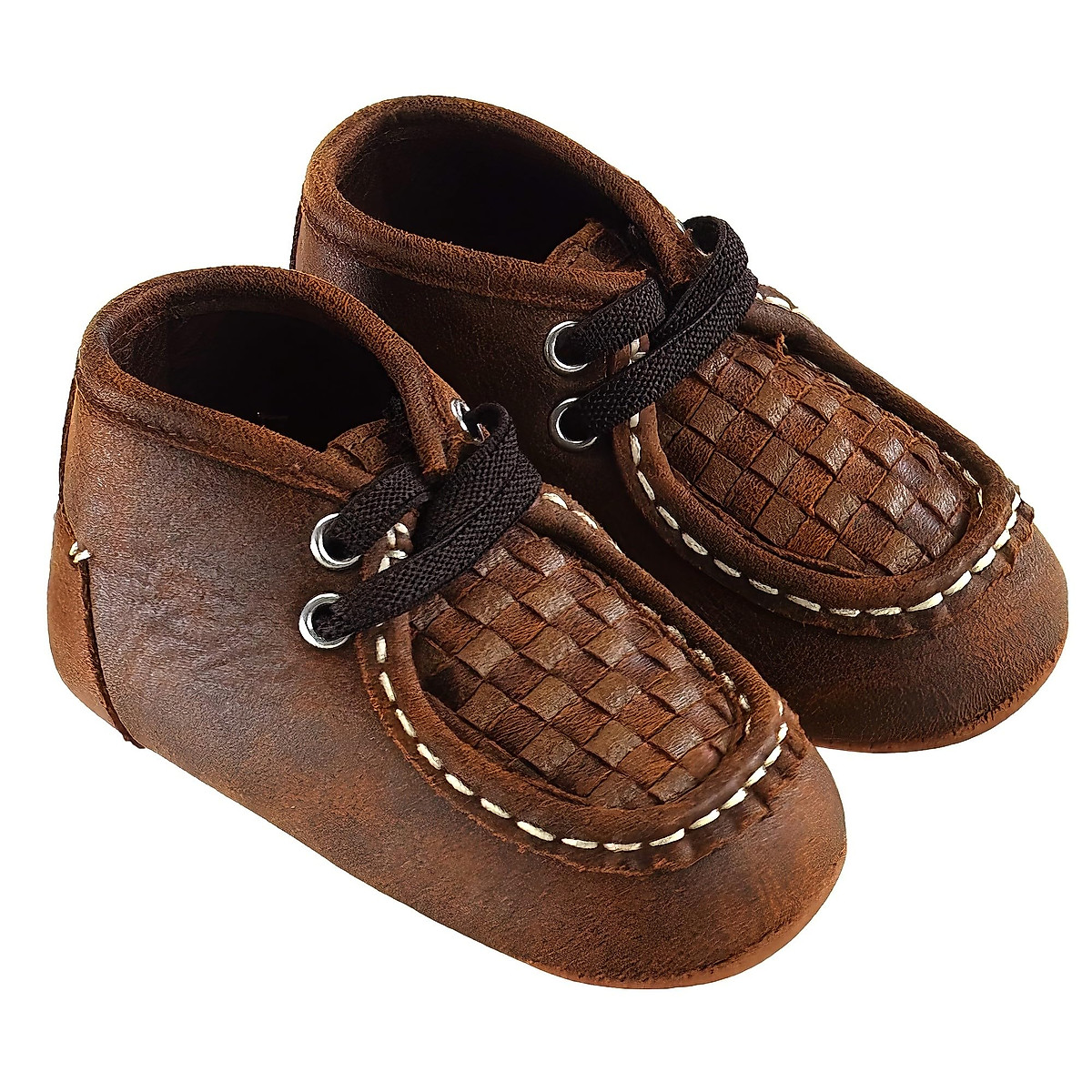 M&F Western Carson Boy's Infant/Toddler Baby Bucker Casual Shoes First Walker, Brown, 0
