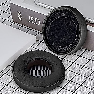 Geekria QuickFit Protein Leather Replacement Ear Pads for JBL Everest Elite 300, V300NXT Headphones Ear Cushions, Headset Earpads, Ear Cups Repair Parts (Black)