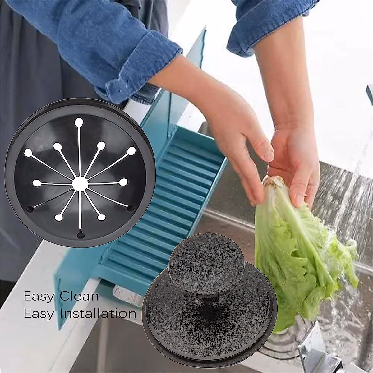 3-1/8 Inch Kitchen Sink Drain Splash Guard with Sink Stopper, Garbage Disposal Splash Guards with Sink Stopper, Multi-Function Kitchen Drain Plugs for GE, Whirlaway, Sinkmaster and Waste King