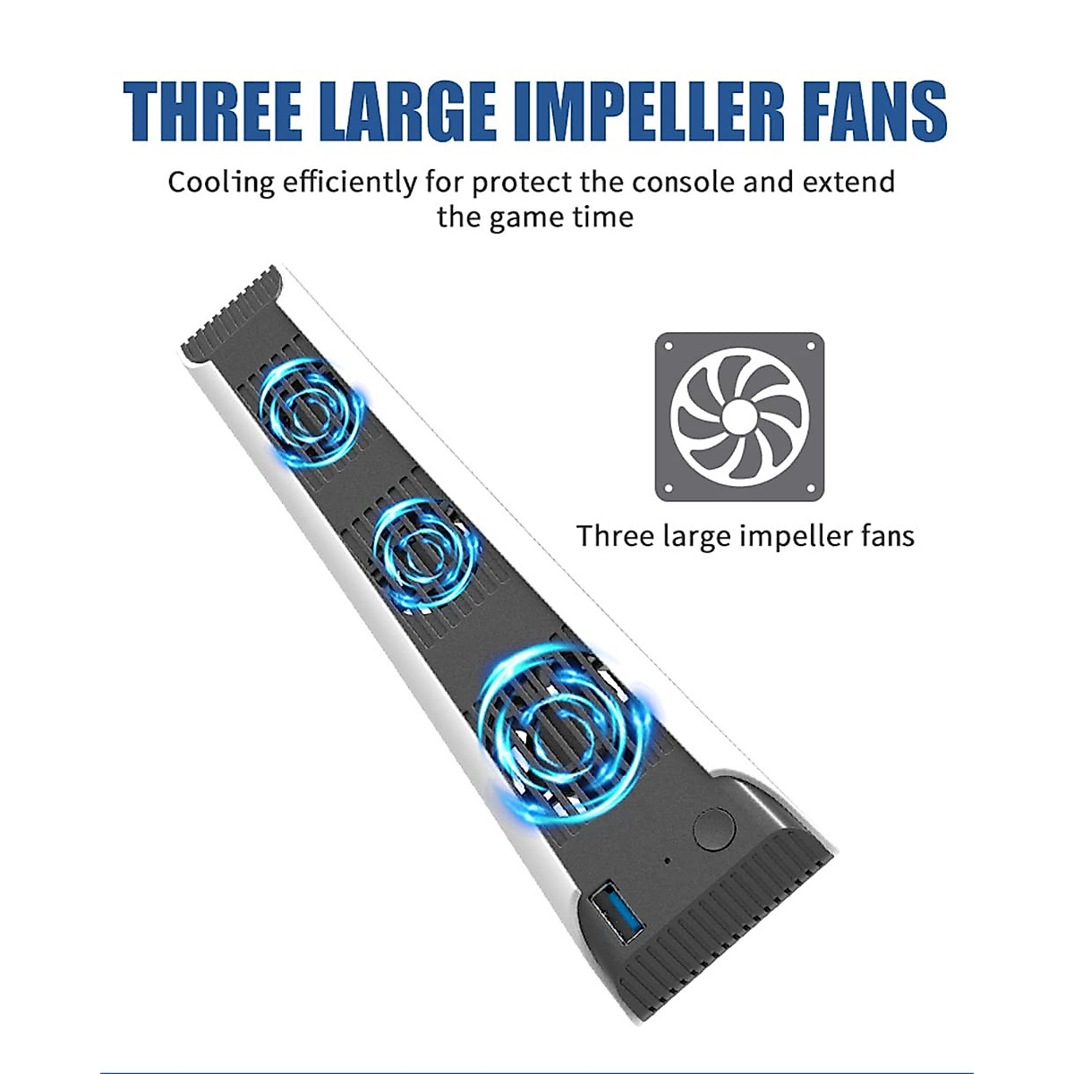 PS5 Cooler for PS5 Cooling Fan, Upgraded Quiet Cooler Fan 3 Cooler External Port USB 3.0 Accessory Compatible with Playstation 5 Digital Edition/Ultra HD Console White