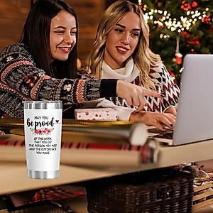 OASSIE Inspirational Gifts for Women - 20 oz Stainless Steel Insulated Coffee Tumbler With Lid - Mothers Day Teachers Day Birthday Appreciation Thank You Gifts for Coworkers Teachers Friends