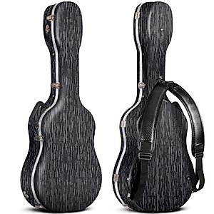 CAHAYA 41 Inch ABS Hard Guitar Bag Acoustic Guitar Case Waterproof 0.6 Inch Thick Padding for Acoustic Classical Guitars, Black CY0246