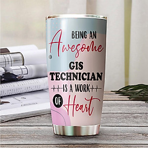 MEDROC Awesome GIS Technician Tumbler Stainless Steel 20oz, Funny GIS Technician Gifts Bulk For Birthday Christmas, GIS Technician Gifts For Men Women Office Coworker Driking Coffee Cup Humor
