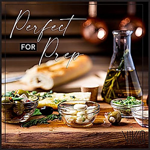 Vikko 3 Inch Small Glass Bowls: Dipping Sauce Cups - Pinch Bowls for Cooking Prep - ingredient bowls for prep - Mis En Place Bowls - Stackable Clear Round Spice Bowls - Small Glass Bowl - Set of 6