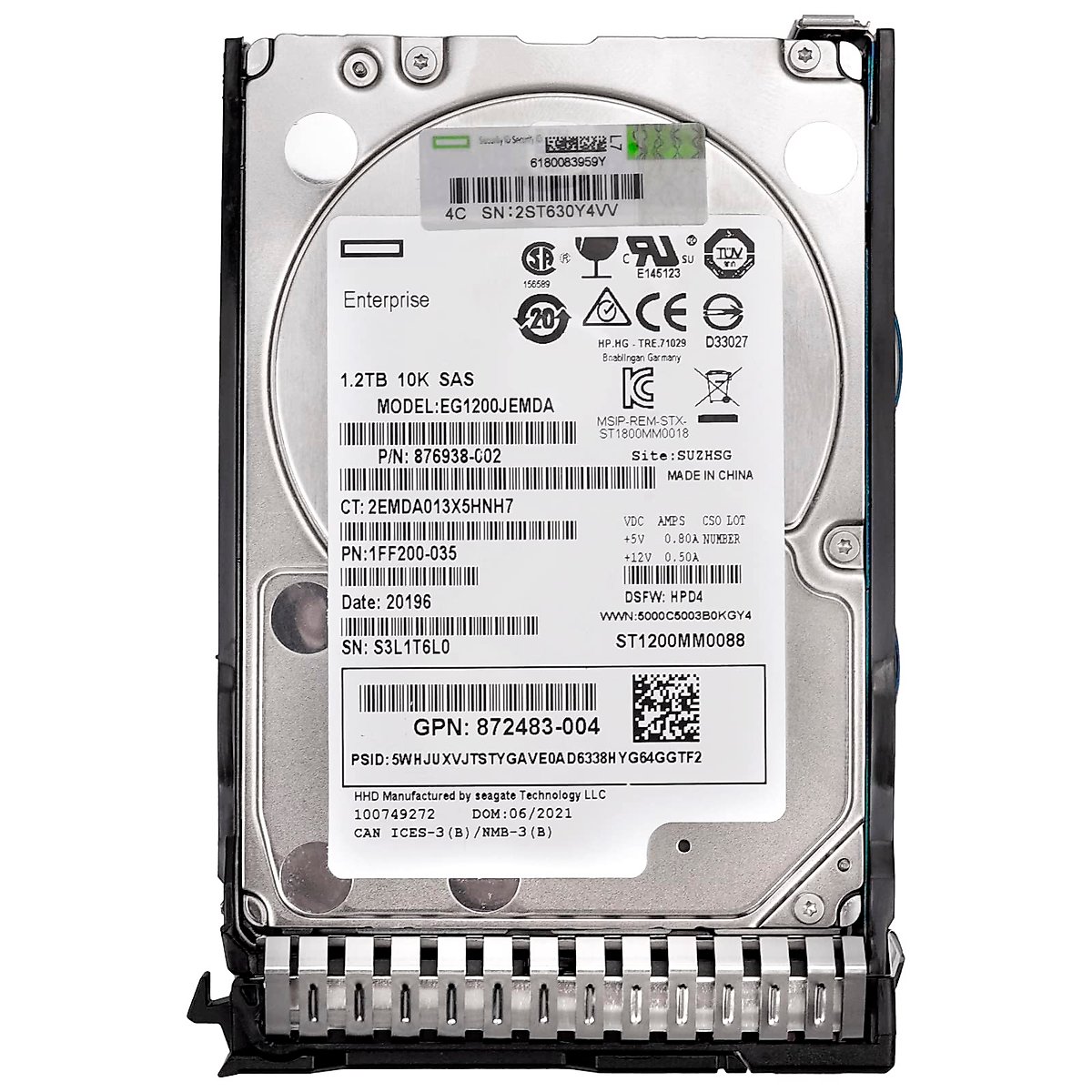 Enterprise Hard Drive Replacement for 872479-B21 Compatible with HPE 1.2TB 10K 12G SAS DS G9 G10 872737-001 876938-002（with Tray）