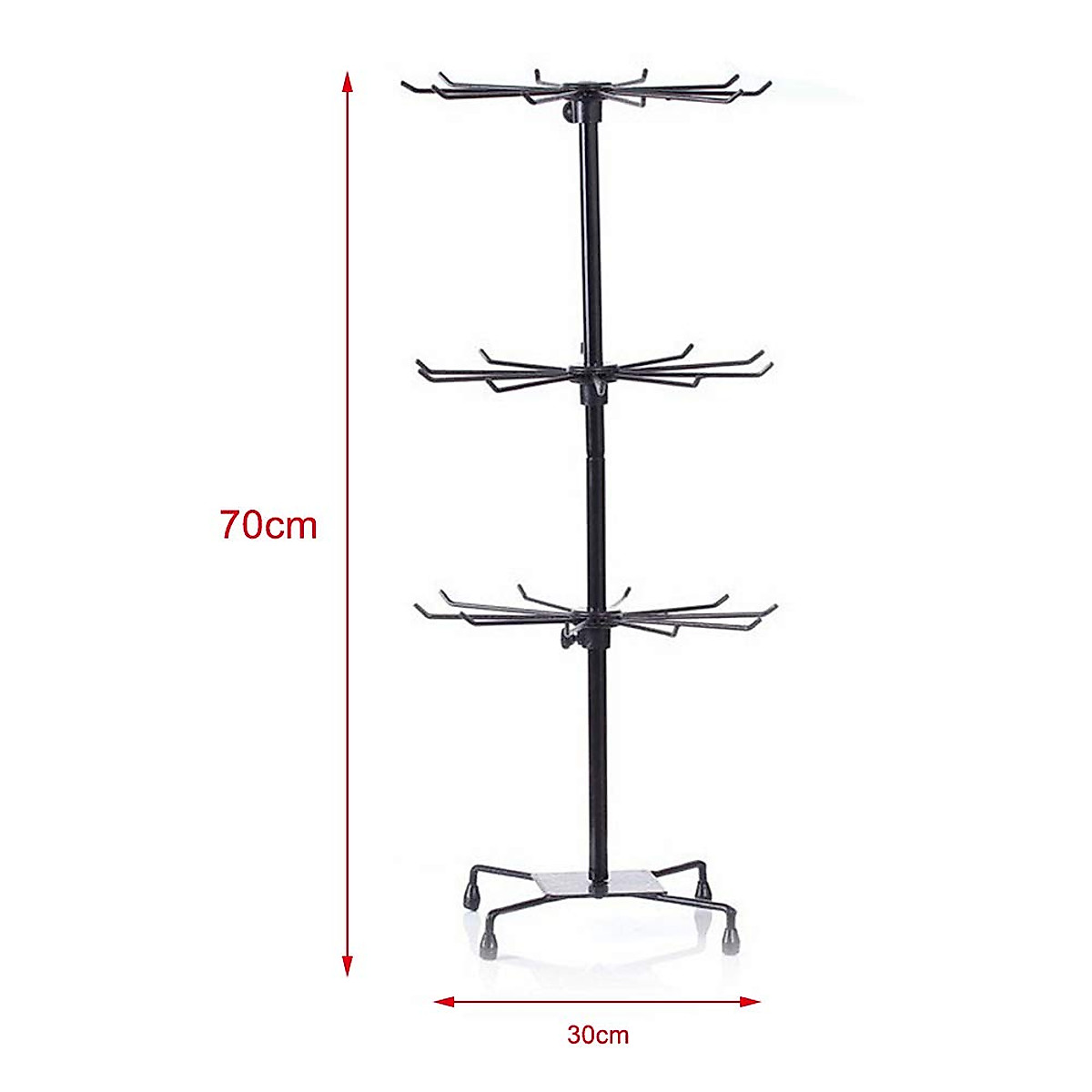 NMFIN 3Tier Rotating Jewelry Display Rack,Metal Earring Display Stands Jewelry Organizer Rack Tower Bracelet Holder for Necklace Ring Keychain,Black