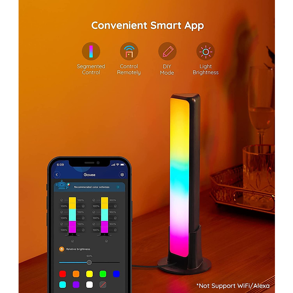 Govee Smart Light Bars, RGBICWW Smart LED Lights with 12 Scene Modes and Music Modes, Bluetooth Color Light Bar for Entertainment, PC, TV, Room Decoration