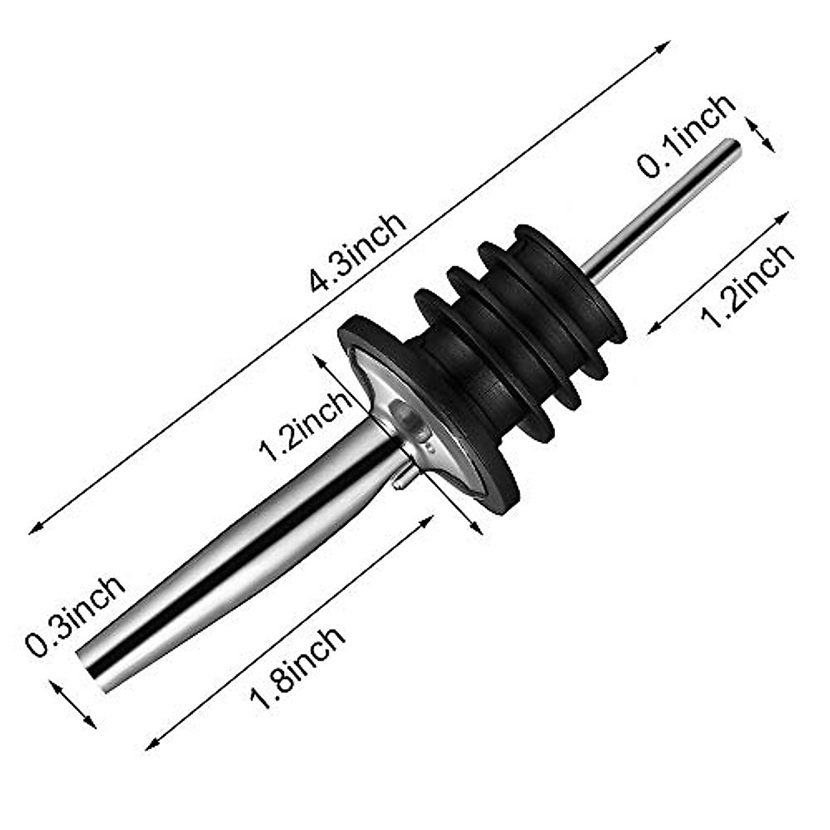 2PCS Stainless Steel Pourers, BALTRE Speed Wine Bottle Pourer, Olive Oil and Vinegar Tapered Stopper Spout, Suitable for About 3/4" Bottle Mouth, with Sealed Dust Caps