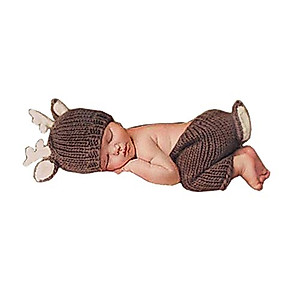 Pinbo® Newborn Baby Photography Prop Crochet Knitted Deer Hat Pants