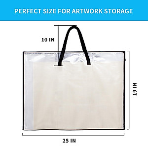 SUNEE 19x25 Art Portfolio Bag, 3 Packs Artist Supply Organizer with Handle, Zippered Storage Folder for Artwork, Poster, Scrapbook, Keepsake and Bulletin Board