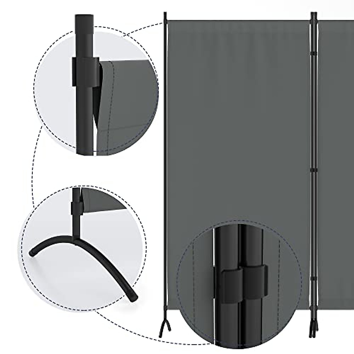 Morngardo Room Divider Folding Privacy Screens 3 Panel Partitions Dividers Portable Separating for Home Office Bedroom Dorm Decor (Grey)