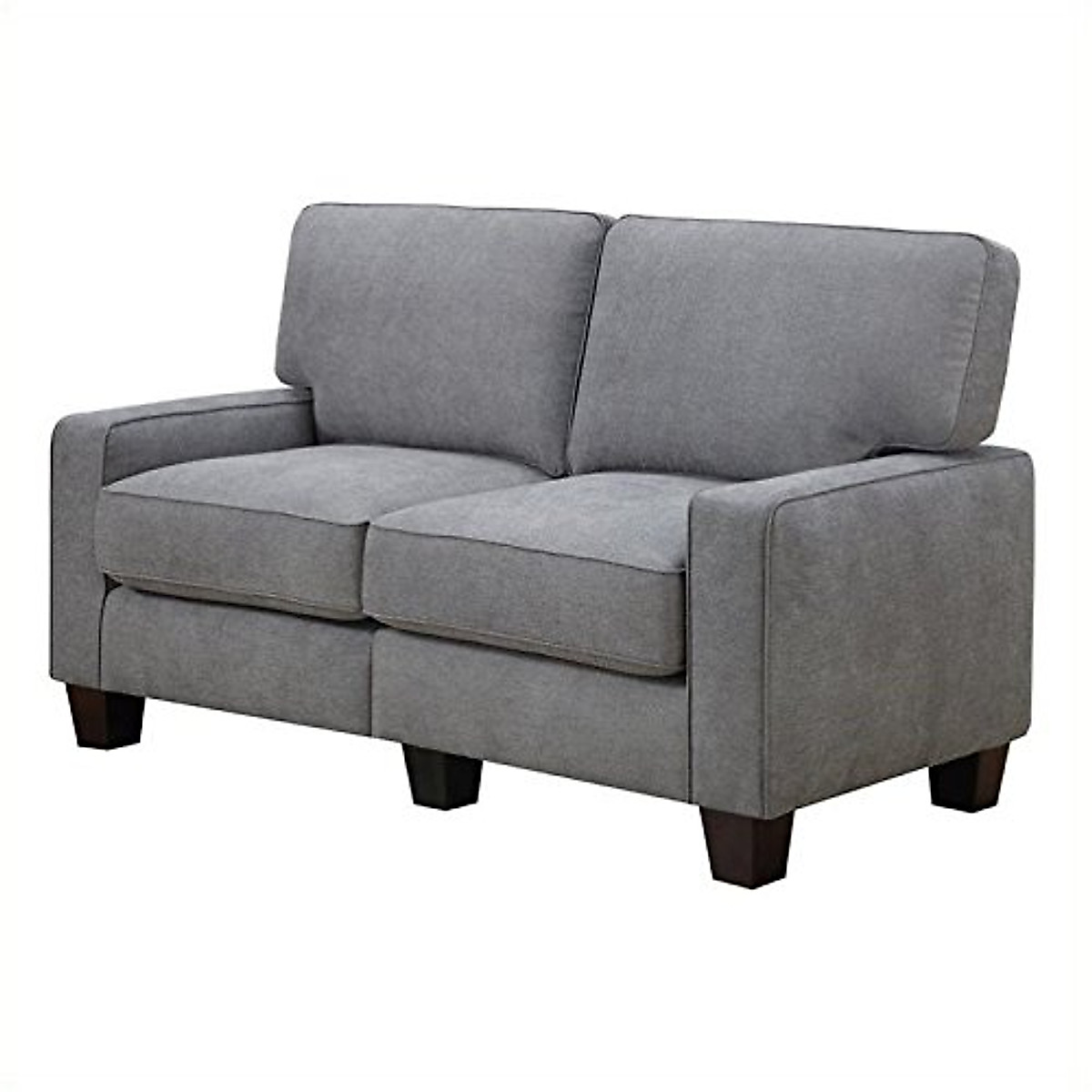 Pemberly Row Modern Loveseat Sofa for Small Apartments, 2 Seater Couch for Living Room, Tool-Free Assembly, Light Grey