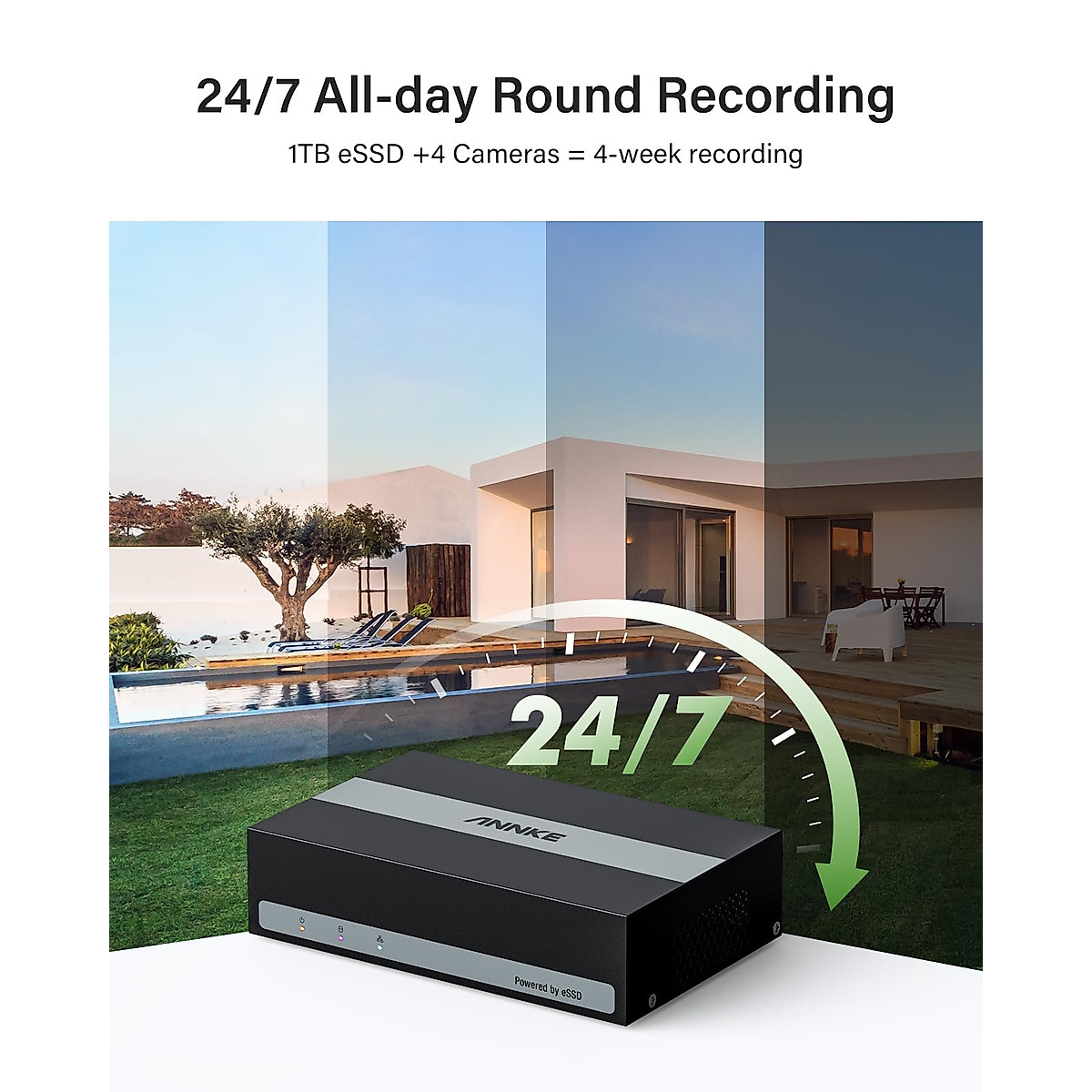 ANNKE 8 Channel 5MP Lite Security DVR Recorder with 1TB Hard Drive, H.265+ Hybrid 5-in-1 Surveillance DVR, Human & Vehicle Detection, Supports 8CH Analog and 2 IP Cameras for 24/7 Home CCTV