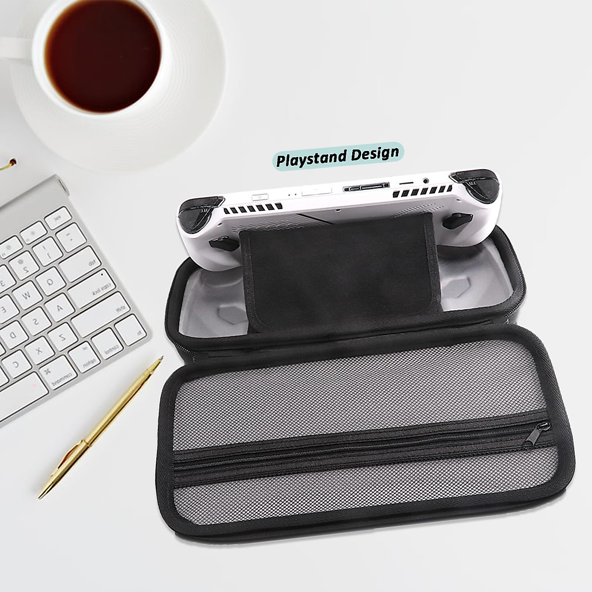 Miimall Case for ROG Ally X 2024 / ROG Ally Carrying Case, EVA Hard Travel-Friendly Large Capacity Case with Portable Strap Storage Carry Case for Asus ROG Ally X / ROG Ally Handheld Accessories Black