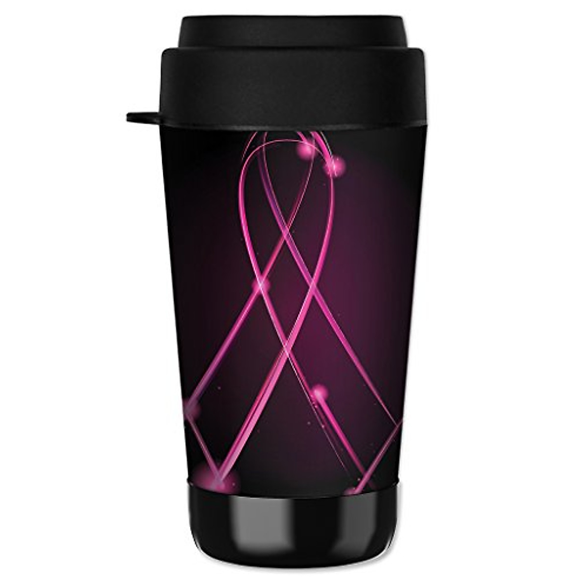 Mugzie 16 Ounce Travel Mug - Drink Cup with Removable Insulated Wetsuit Cover - Breast Cancer Awareness