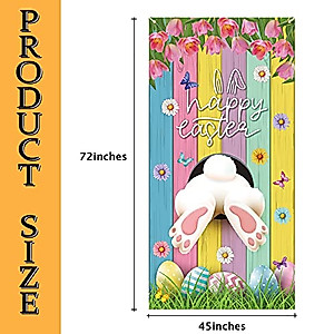 FARMNALL Easter Door CoverBunny Egg Rabbit Decor Daisy Decorations Door Banner Farmhouse Holiday Decor Pattern Easter Season Supplies for Home Office