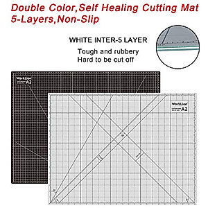 WORKLION Rotary Cutting Mat Set:45mm Rotary Cutter & 2 Replacement Rolling Blades & 18"x 24" inch Self-Healing Cutting Mat & 6.5"x 24.5" inch Clear Acrylic Ruler for Quilting&Sewing and Craft Projects