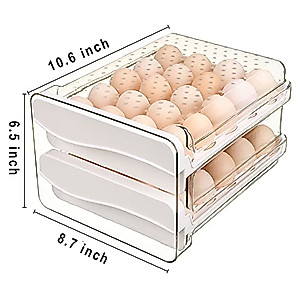 KELEJU Egg Storage Box 40 Grid ,Large Capacity Double Drawer,Household Fresh-Keeping Egg Shelf Tray,Storage Box For Kitchen Counter And Refrigerator,Transparent And Visible
