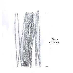 Glitter Pipe Cleaners,Saim 100 PCS 12 Inch Glitter Sparkle Creative Arts Stems Pipe Cleaners for DIY Craft