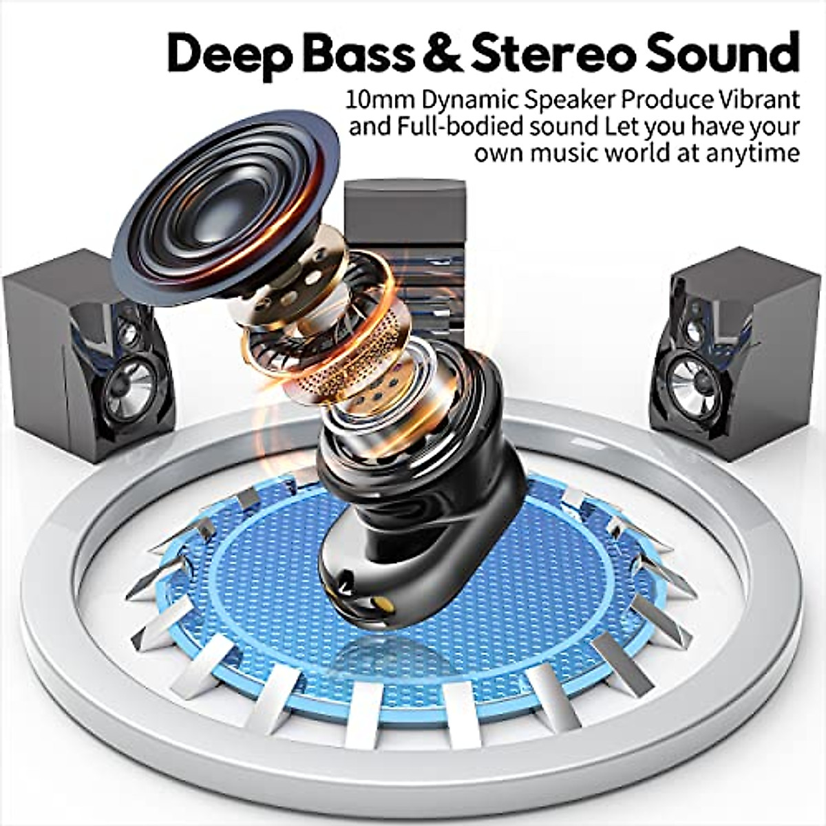 Wilbur Active Noise Cancelling Wireless Earbuds, Bluetooth Ear Buds Immersive Deep Bass ENC Earphones,IPX5 Waterproof Clear Call with 4-Mic ANC Headphones Compatible for iPhone & Android,for Workouts