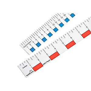 hand2mind 12 inch Flexible Safe-T Plastic Beginner Rulers, Set of 12