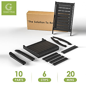 GREENVINES Oversized Rocking Chair, All Weather Resistant Outdoor Indoor Fade-Resistant Patio Rocker Chair，Stable Durable Smooth Rocking, Comfortable Easy to Maintain, Load Bearing 350 lbs (Black)