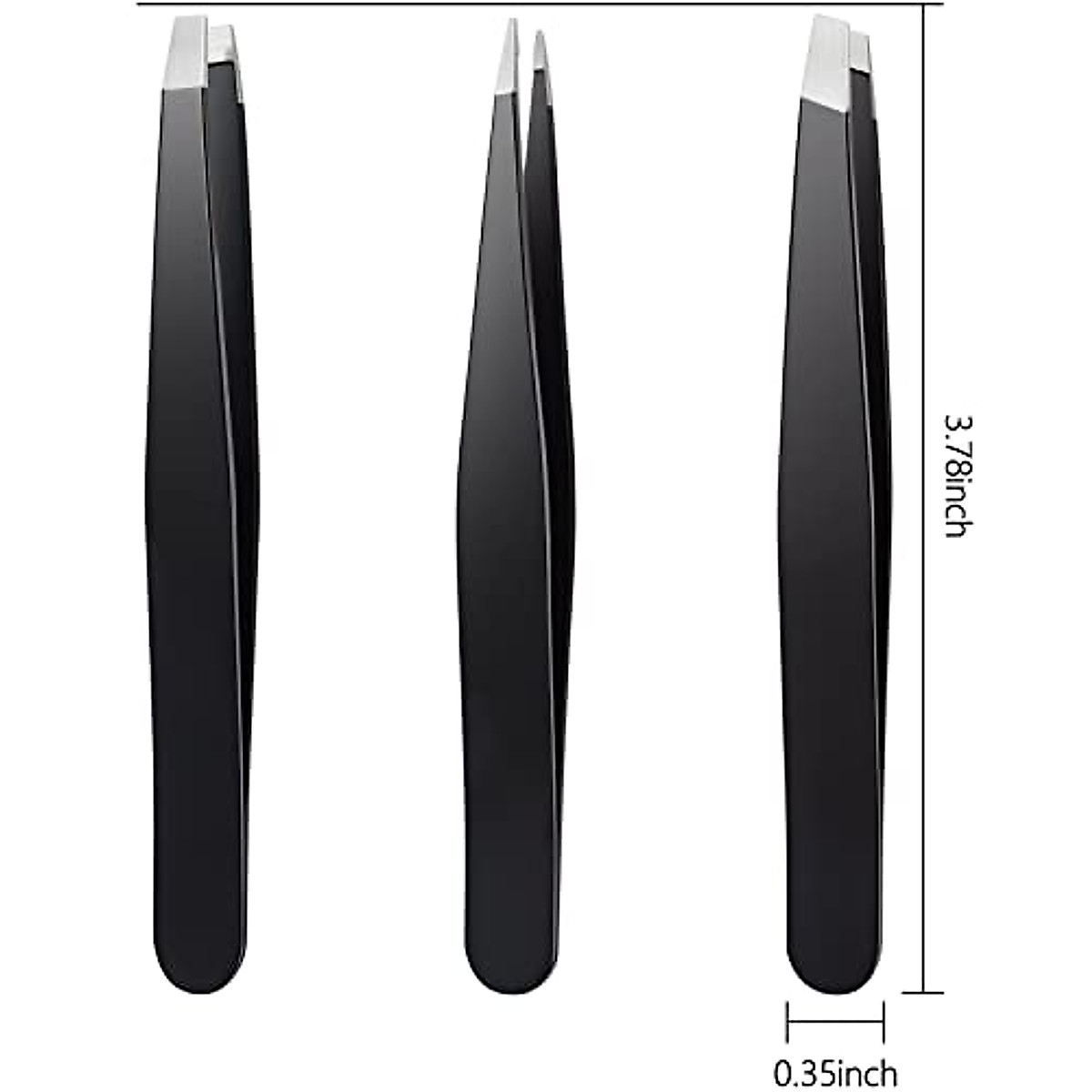 TOPMEET Eyebrows Tweezers Set,Stainless Steel Precision Remover Kit for Facial Hair, Inward Growing Hair and Splinter,Suitable for Women, Men (Black)