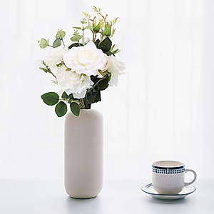 SDEERIT White Silk Rose Flowers Heads,4.3inch 20pcs Artificial stemless Flower Heads for DIY Wedding Bouquets Baby Shower Centerpieces Floral Arrangements Party Tables Home Decorations(White)