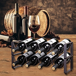 OBloved Metal 2 Tier Countertop Wine Rack, Wine Cabinet Counter Wine Rack Holder and Storage Wine Rack Stackable-Hold 8 Bottles
