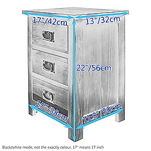 AERATI Oak Nightstands Side Table with 3 Drawers Storage Shelf Console Already Assembled Rustic