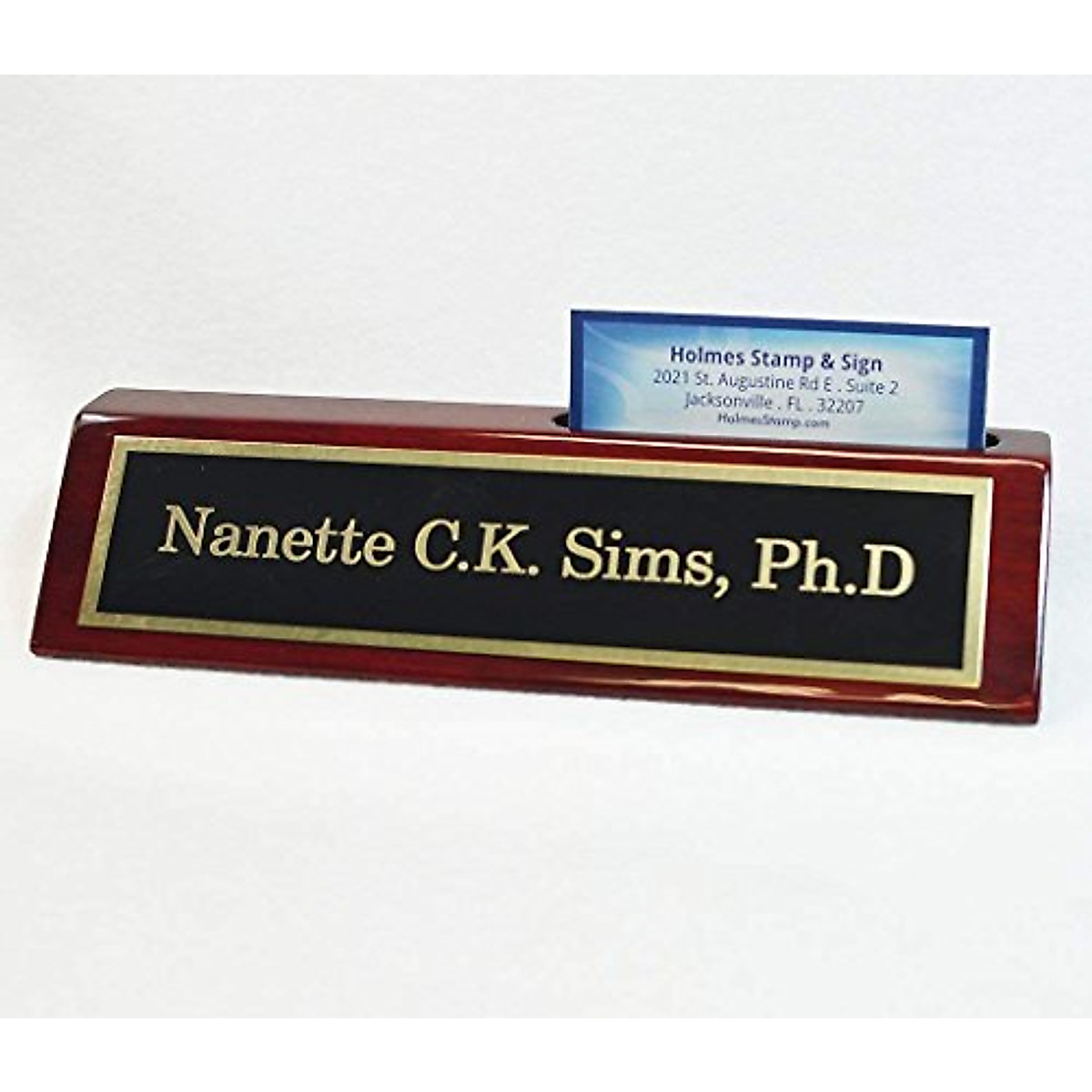 Desk Name Plate with Card Holder | Custom Name Plate | Personalized Desk Plate with Business Card Holder