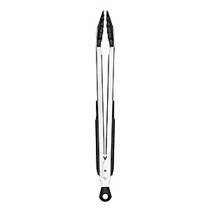 OXO Good Grips 12-Inch Tongs With Nylon Heads & Good Grips Large Silicone Flexible Turner, Stainless Steel