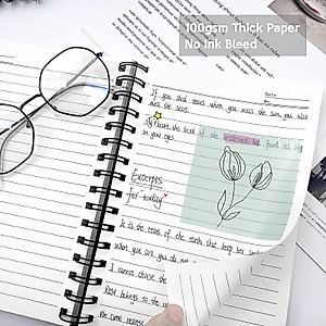 Ouzoustate 4 Pack Spiral Notebook,A5 Lined Black Journal Notebook 5.62 x 8.4 inches-100 Sheets/200 Pages,100GSM Thick Paper,Hardcover Journals for Writing Work School Supplies.