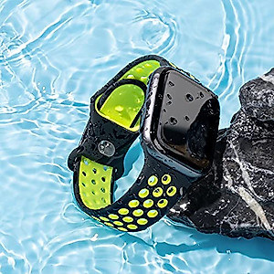 6 Pack Sport Bands Compatible with Apple Watch Band 38mm 40mm 41mm 42mm 44mm 45mm 49mm for Men Women, Soft Silicone Waterproof Replacement Band for iWatch Bands Series 8 7 6 5 4 3 2 1 SE/Ultra, Nike