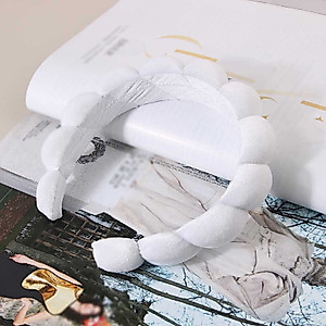 ALNILK Makeup Headband Spa Headbands for Women,Sponge & Terry Towel Cloth Fabric Head Band for Skincare, Face Washing, Makeup Removal, Shower, Facial Mask,Shower, Hair Accessories (White)