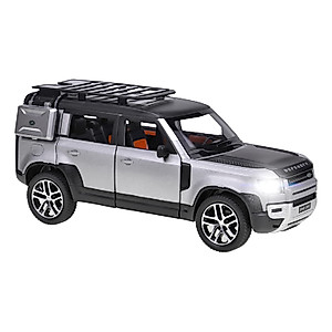 1/24 Diecast Model Car Pullback Vehicle Toy Collection for Land Rover New Defender 110, Kids Gift, with Sound and Light