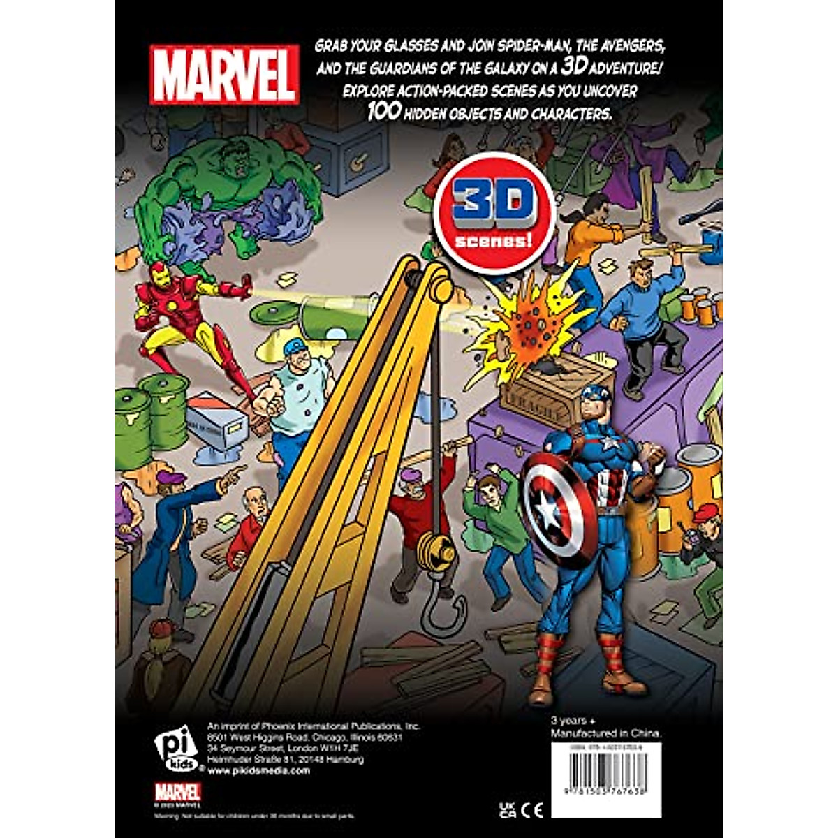 Marvel Spider-man, Avengers, Guardians of the Galaxy, and More! - 3D Look and Find Activity Book! - Iron Man 3D Glasses Included! - PI Kids