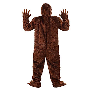 Plus Size Bigfoot Costume | Adult Men's Sasquatch Furry Outfit, Headpiece, Mask, Jumpsuit, Attached Gloves, Shoe Covers 4X Brown