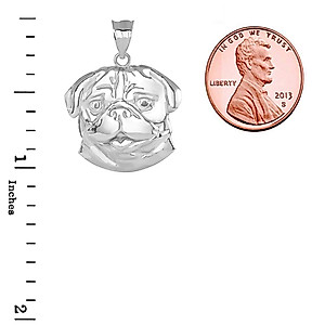 Dazzling 925 Sterling Silver Pug Dog Head Charm Pendant