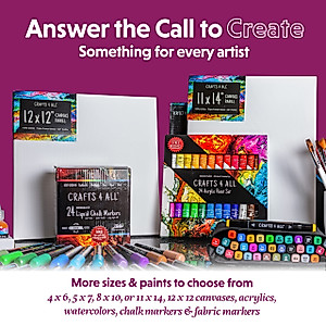 Crafts 4 All Stretched Canvas Boards for Painting - 8 Pack of 11x14 Blank Art Canvases, Framed Canvas for Painting with Acrylic & Oil Paint, Pencil, Pastels, Charcoal