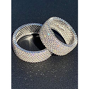 HarlemBling Real Solid 925 Silver - His Or Hers Micropave Ring - Wedding Band Or Pinky Ring Looks Nice On Anyone - Iced Out Eternity Hip Hop Band (7)